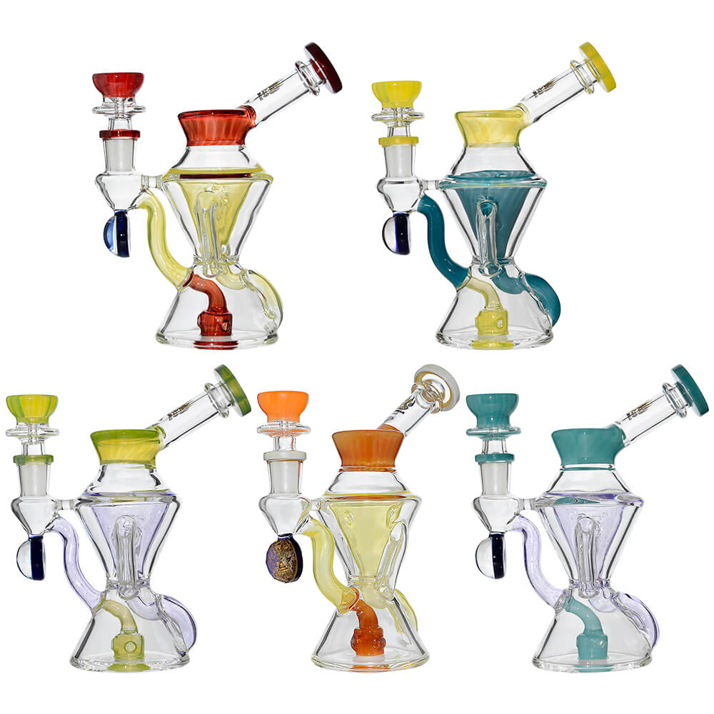Calibear Hourglass Double Layer Recycler W/ Gilded Tubes Encased W/ Ma